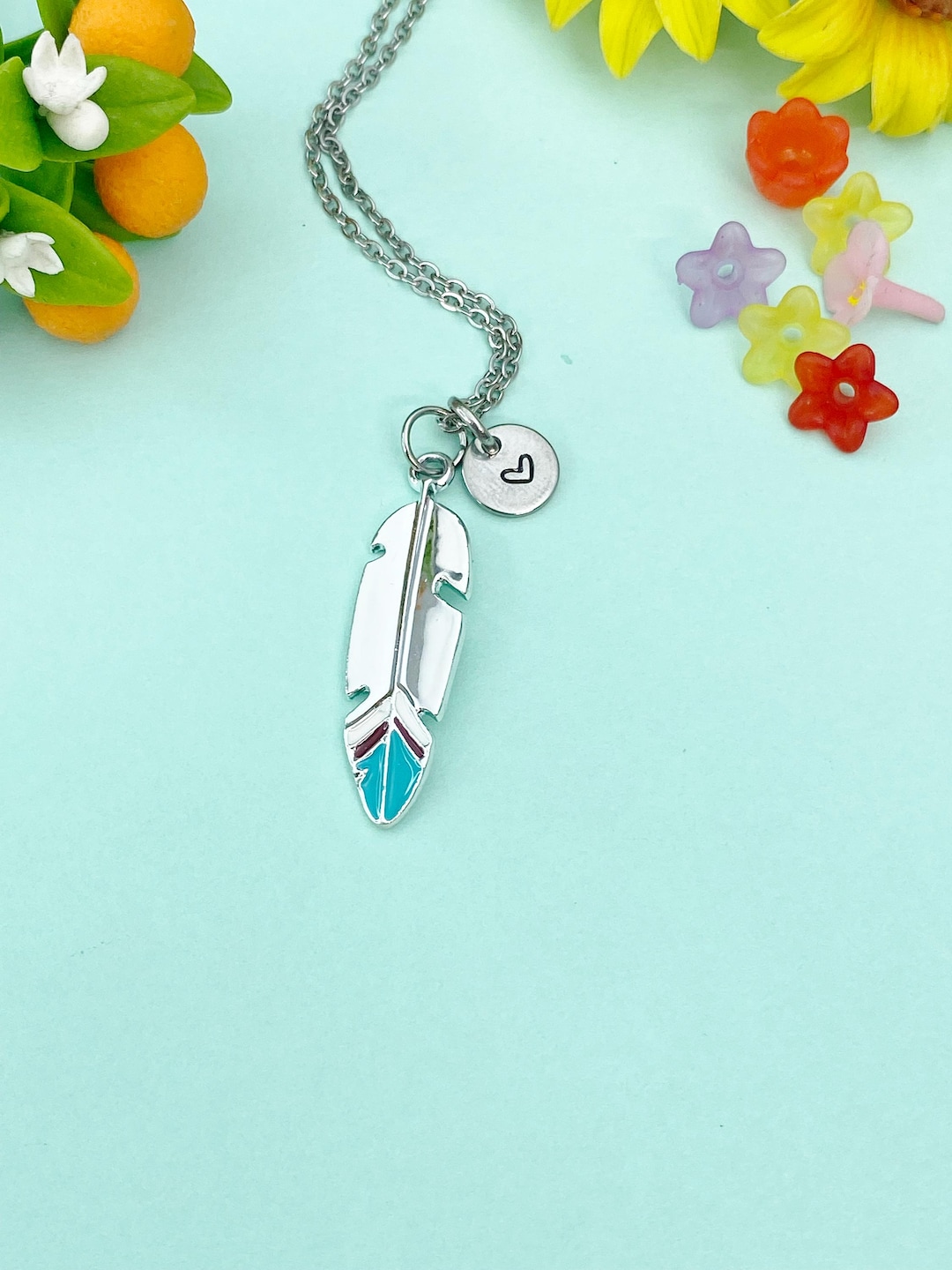 Silver Feather Charm Necklace • Dainty Feather Pendant • Minimalist ...