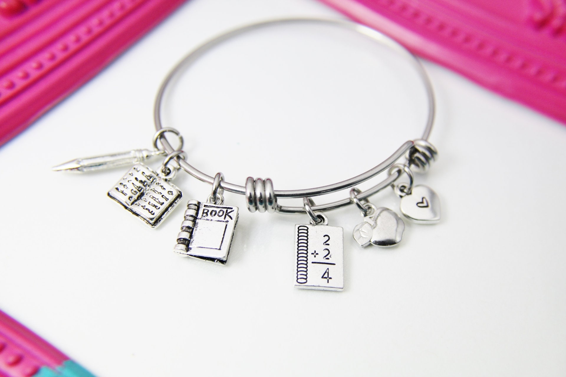 Best Christmas Gift Math Teacher Math Book Charm Apple - Etsy