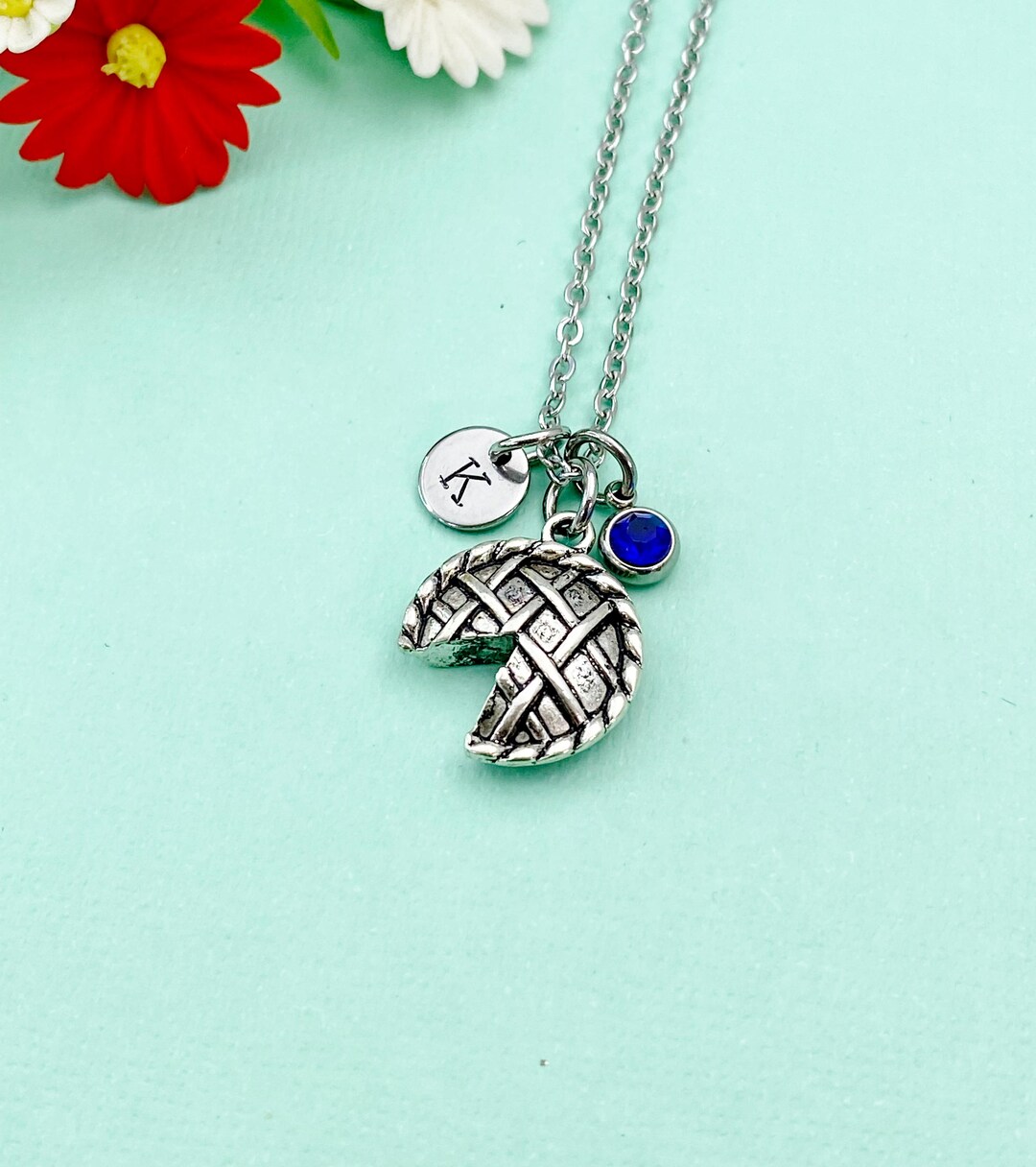 Silver Apple Pie Charm Necklace, N5429 - Etsy