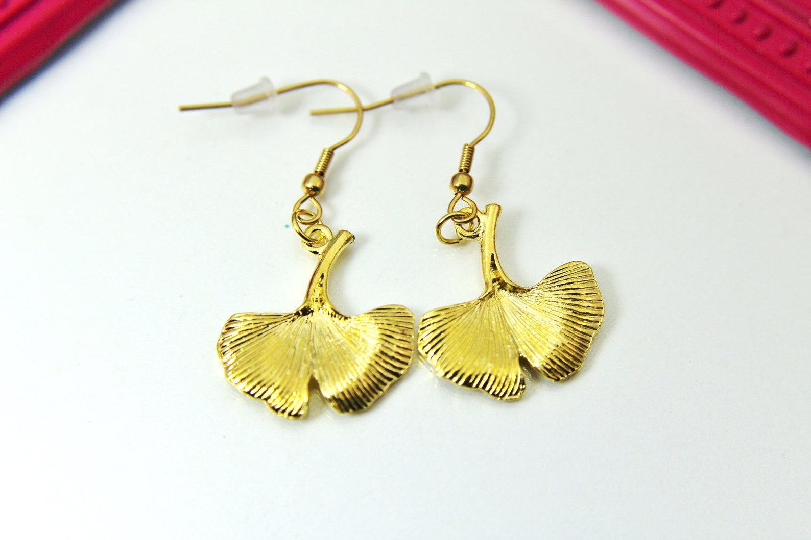 Gingko Earrings Gold Gingko Leaf Charm Dangle Earrings Gingko - Etsy