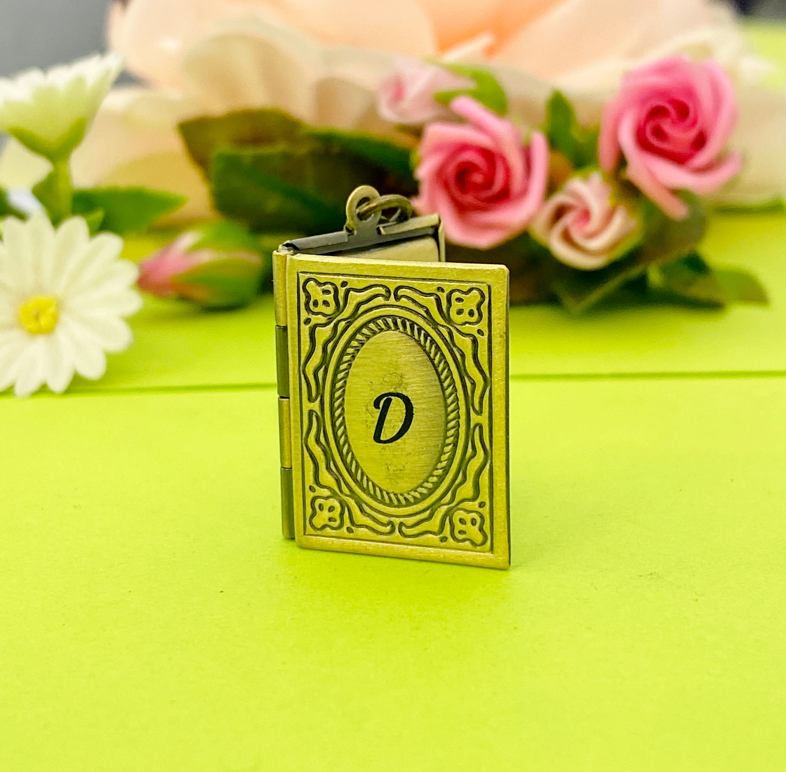 Best Christmas Gift Bronze Book Locket Necklace Personalized Customized ...
