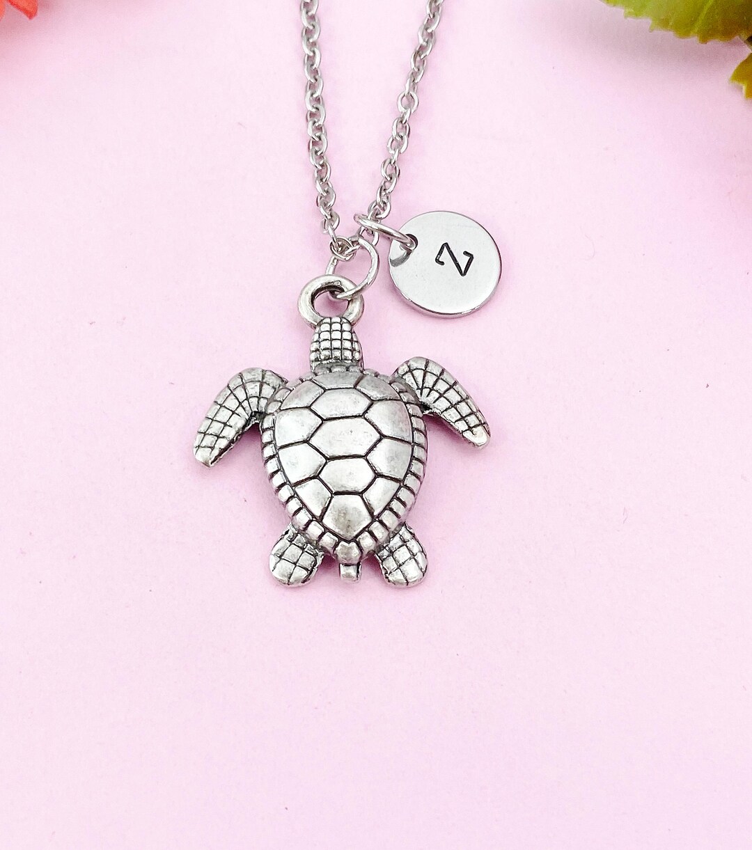 Sea Turtle Charm Silver Necklace, N6228 - Etsy