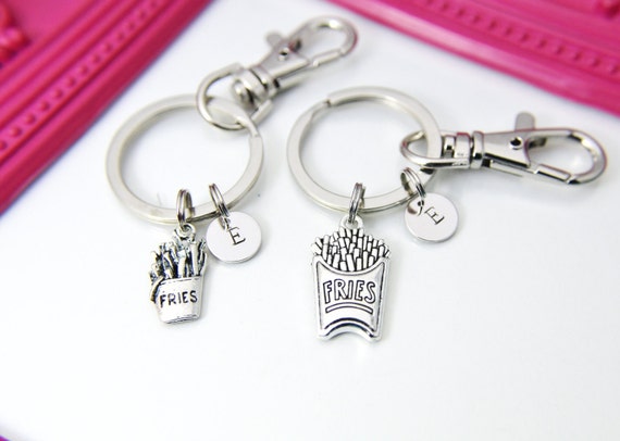 Silver French Fries Charm Keychain Fast Food Charm Part Time - Etsy