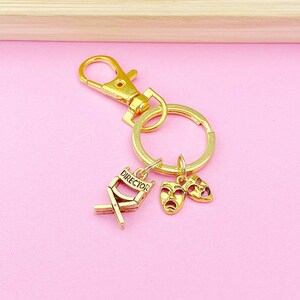 Gold Director Chair Drama Mask Charm Keychain, Theater Director Charm ...