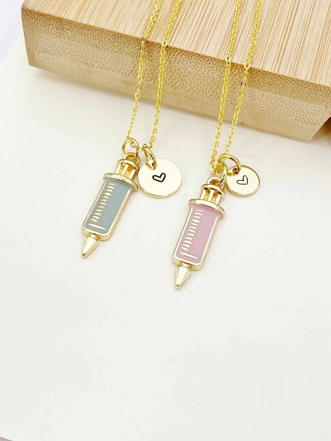 Gold Medical Injection Syringe Charm Necklace Best Seller Phlebotomy ...