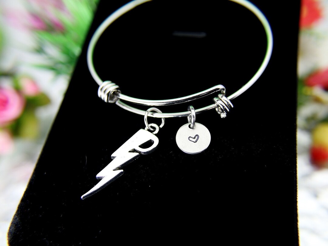Silver Lightning Charm Bracelet Lightning Charm Thunder - Etsy