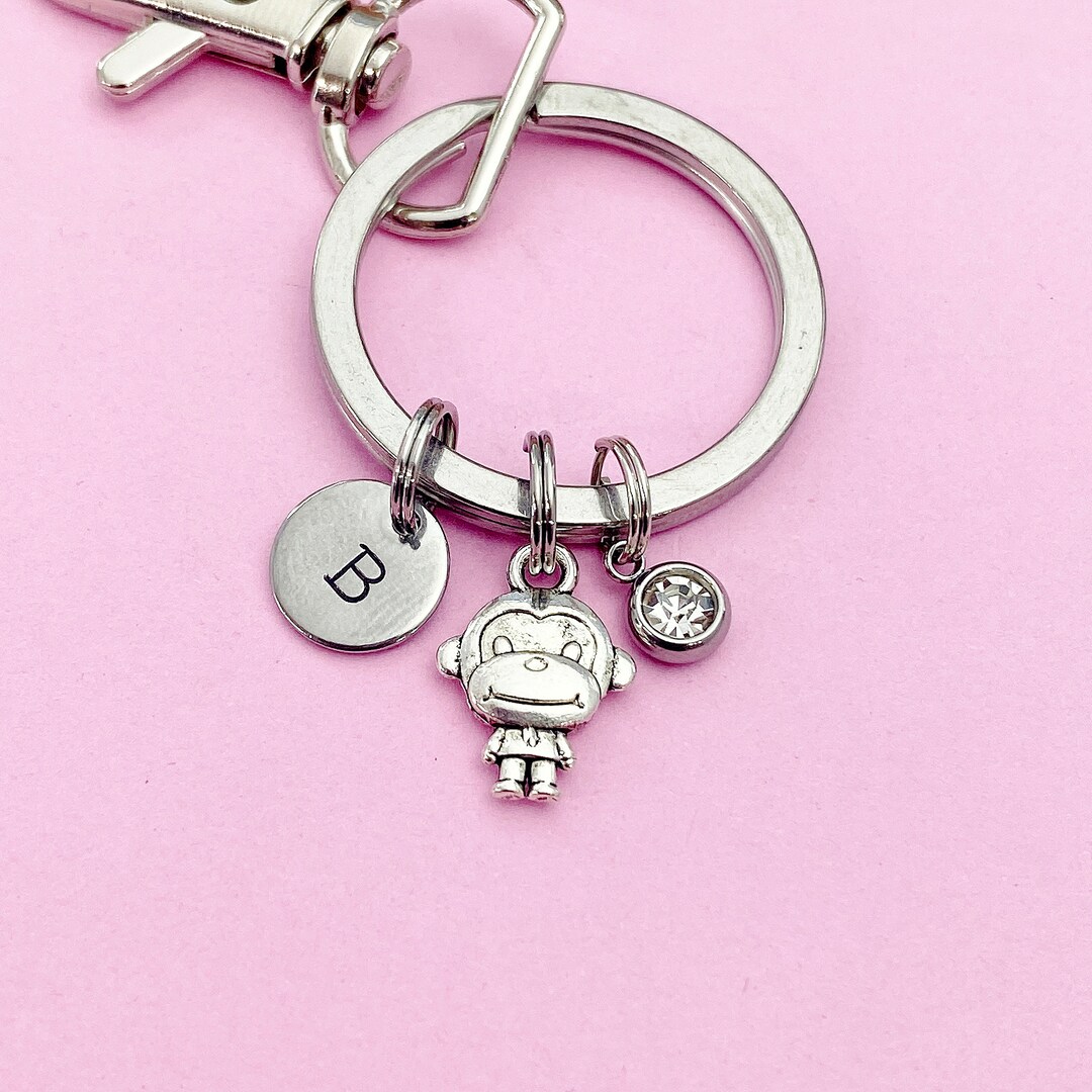 Silver Small Monkey Charm Keychain, AN160 - Etsy