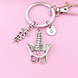 Silver Anatomy Pelvis Bone Caduceus Charm Keychain, Doctor Nurse ...