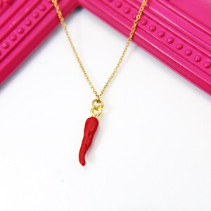 Gold Red Hot Chili Pepper Charm Necklace N1697B - Etsy