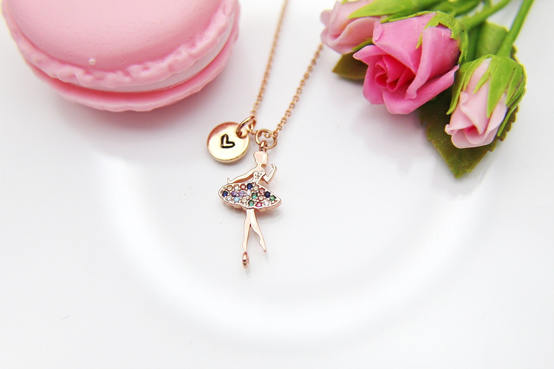 Rose Gold Ballet Dance Girl Necklace, Dance School Gift, Ballet School ...