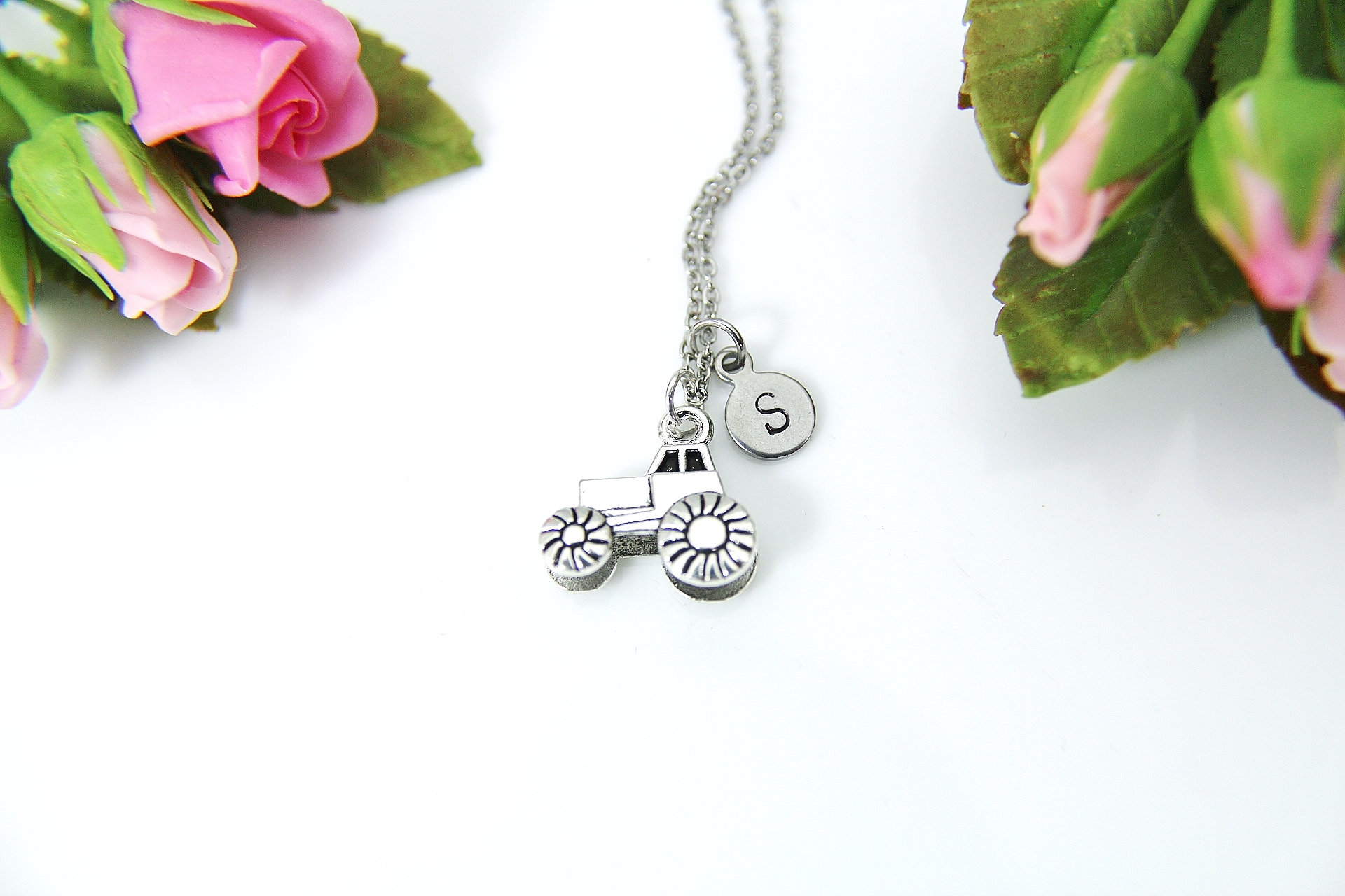 Silver Tractor Charm Necklace Tractor Necklace Tractor - Etsy