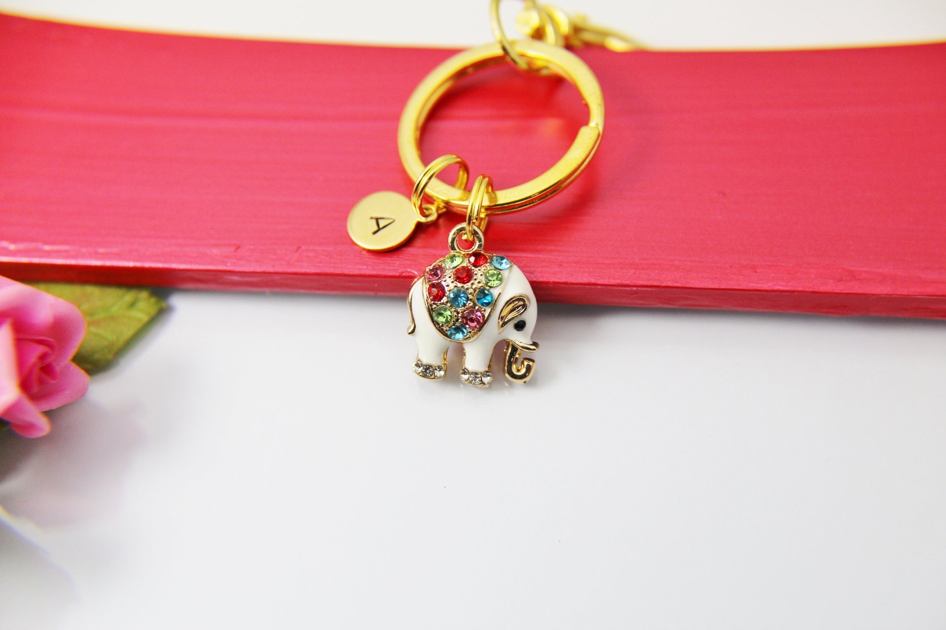 Gold Elephant Charm Keychain Gold Elephant Charm Animal - Etsy