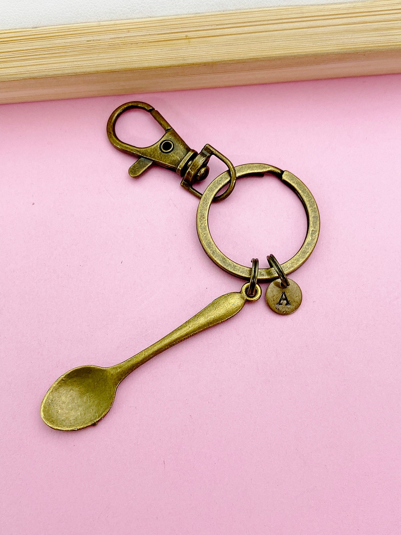 Bronze Kitchen Utensil Spoon Charm Keychain, Personalized Keychain ...