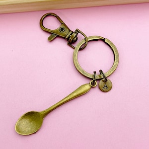 Bronze Kitchen Utensil Spoon Charm Keychain, Personalized Keychain ...