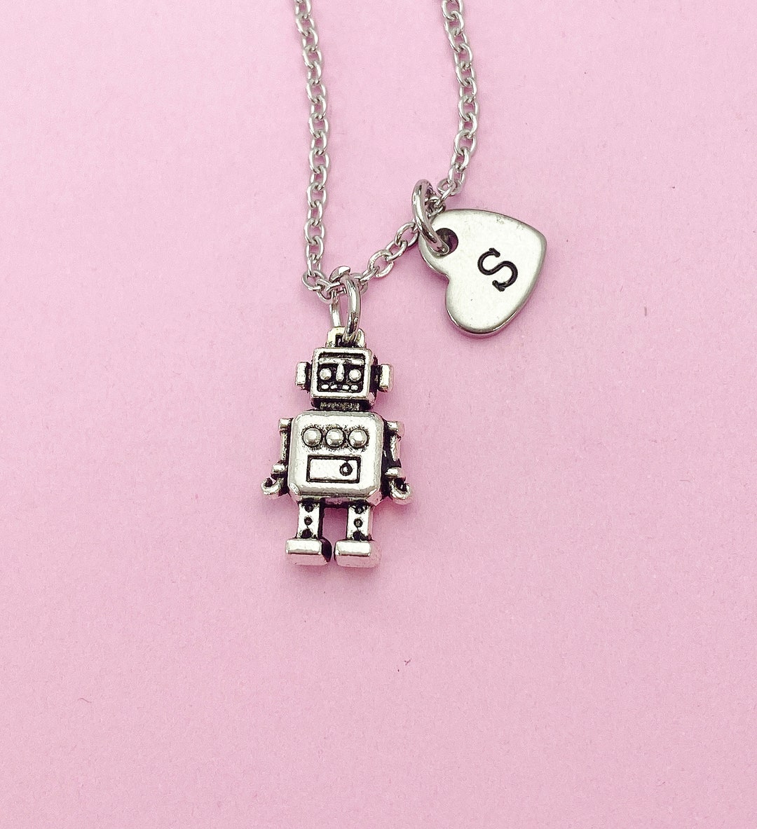 Silver Robot Charm Necklace Robotics Engineer School Gift Gifts Idea ...