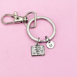 Silver Open Book Charm Keychain, N2566 - Etsy