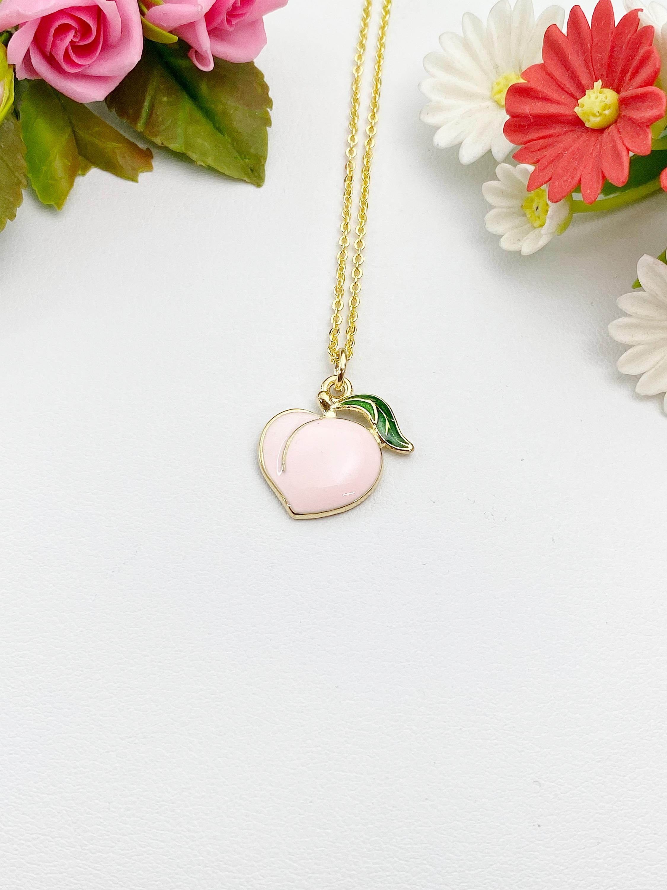 Gold Peach Charm Necklace, N1236H - Etsy