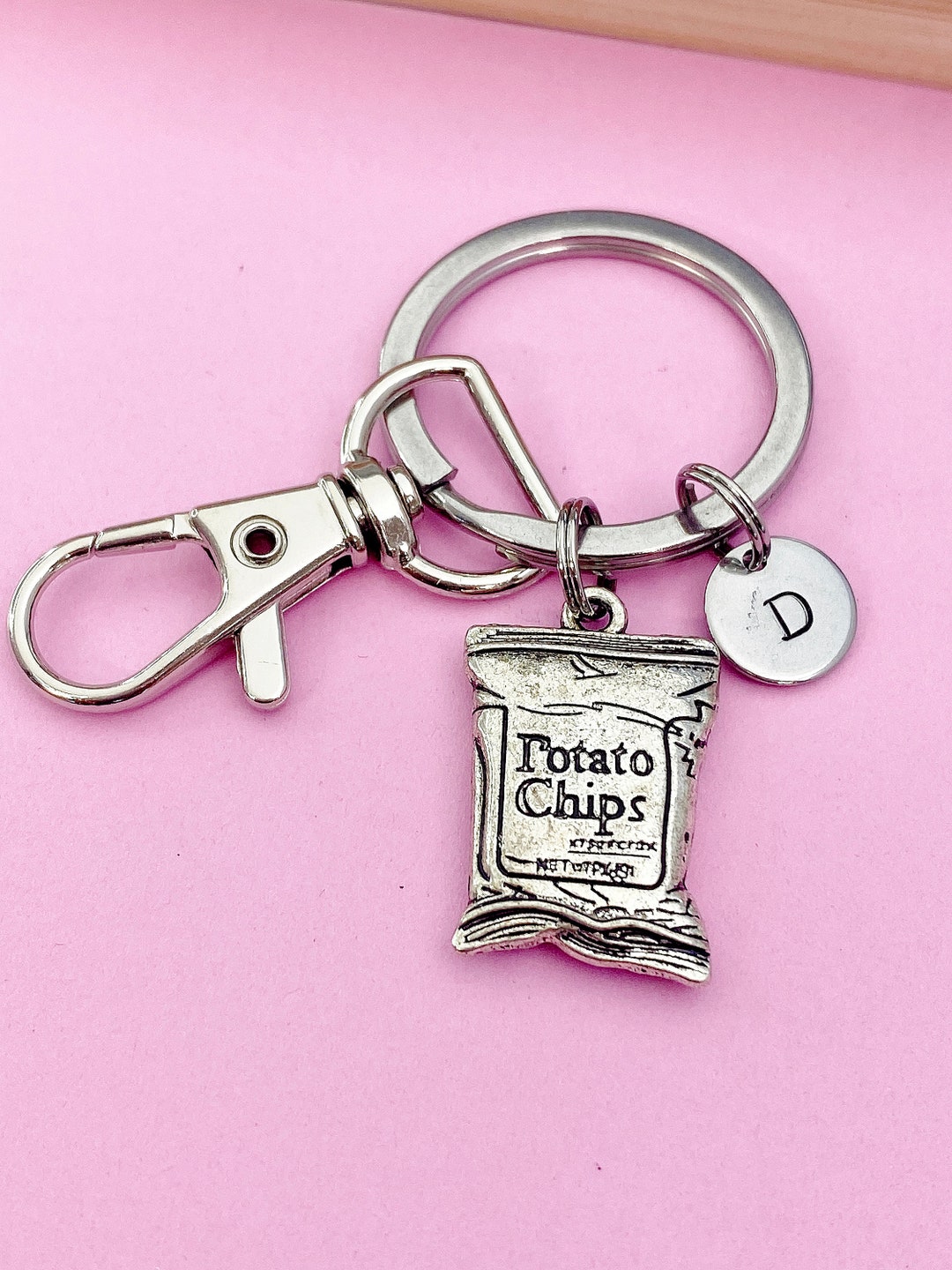 Silver Potato Chips Bag Charm Keychain Foodie Gift Idea Personalized ...
