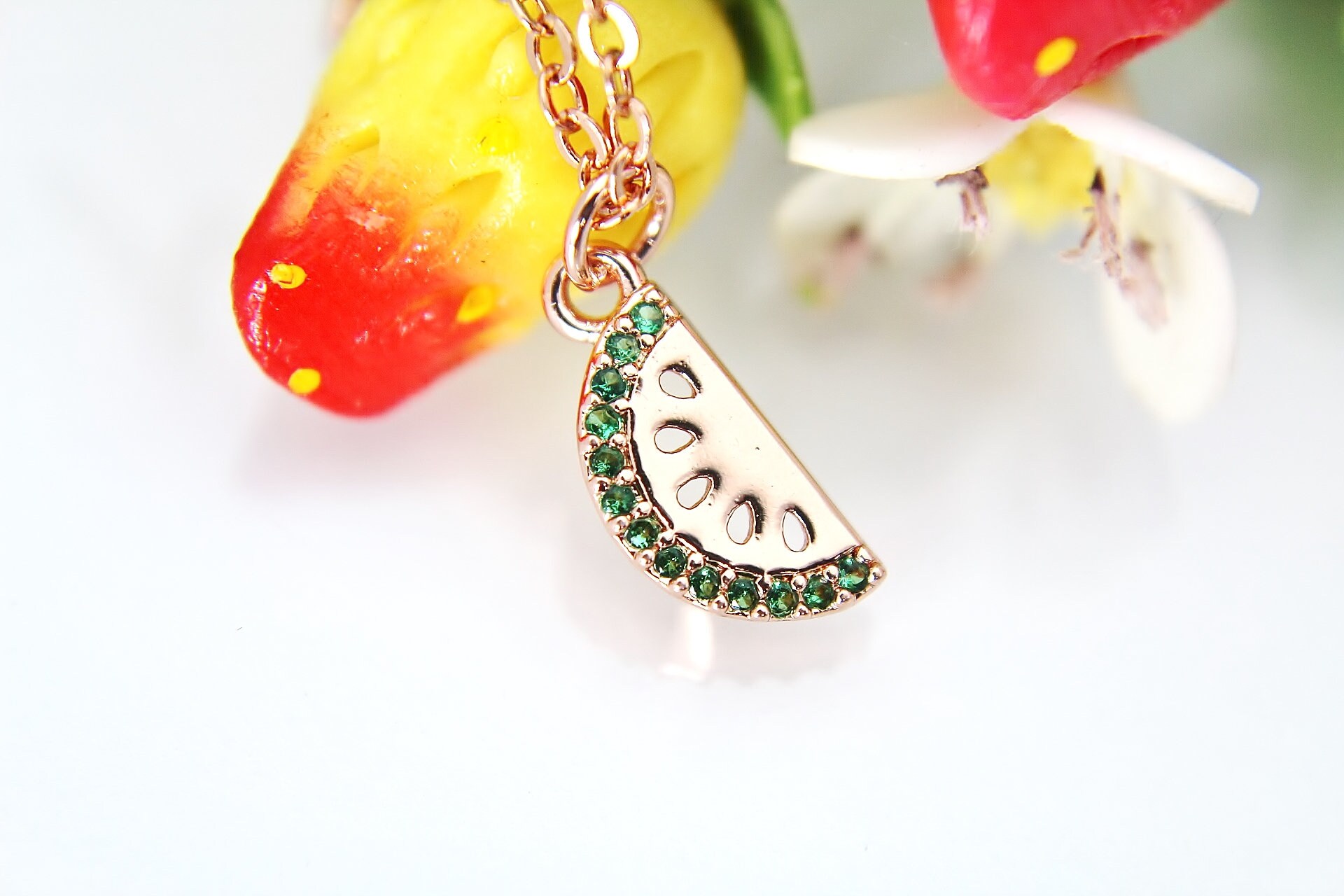 Watermelon Necklace Watermelon Charm Foodie Gift Fruit - Etsy
