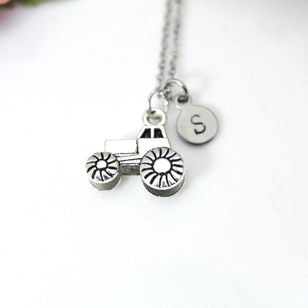 Silver Tractor Charm Necklace, Tractor Necklace, Tractor Charm, Farm ...