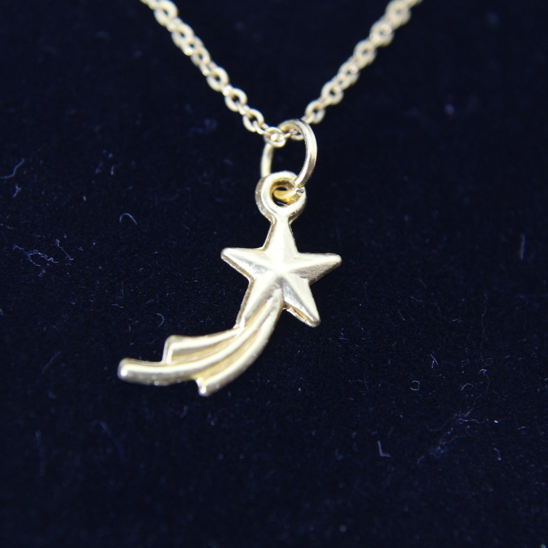 Shooting Star Necklace, Gold Shooting Star Charm, Shooting Star Gift ...