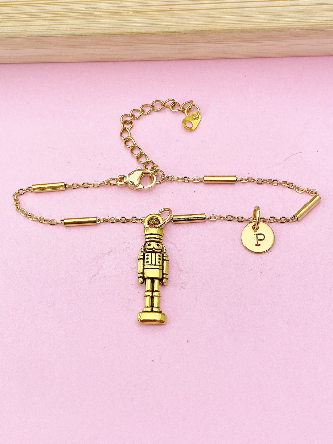 Gold Nutcracker Soldier Christmas Ballet Charm Bracelet, Silver Option ...