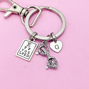 Ophthalmologist Keychain in Silver, Reading Glasses Eye Chart Glasses ...