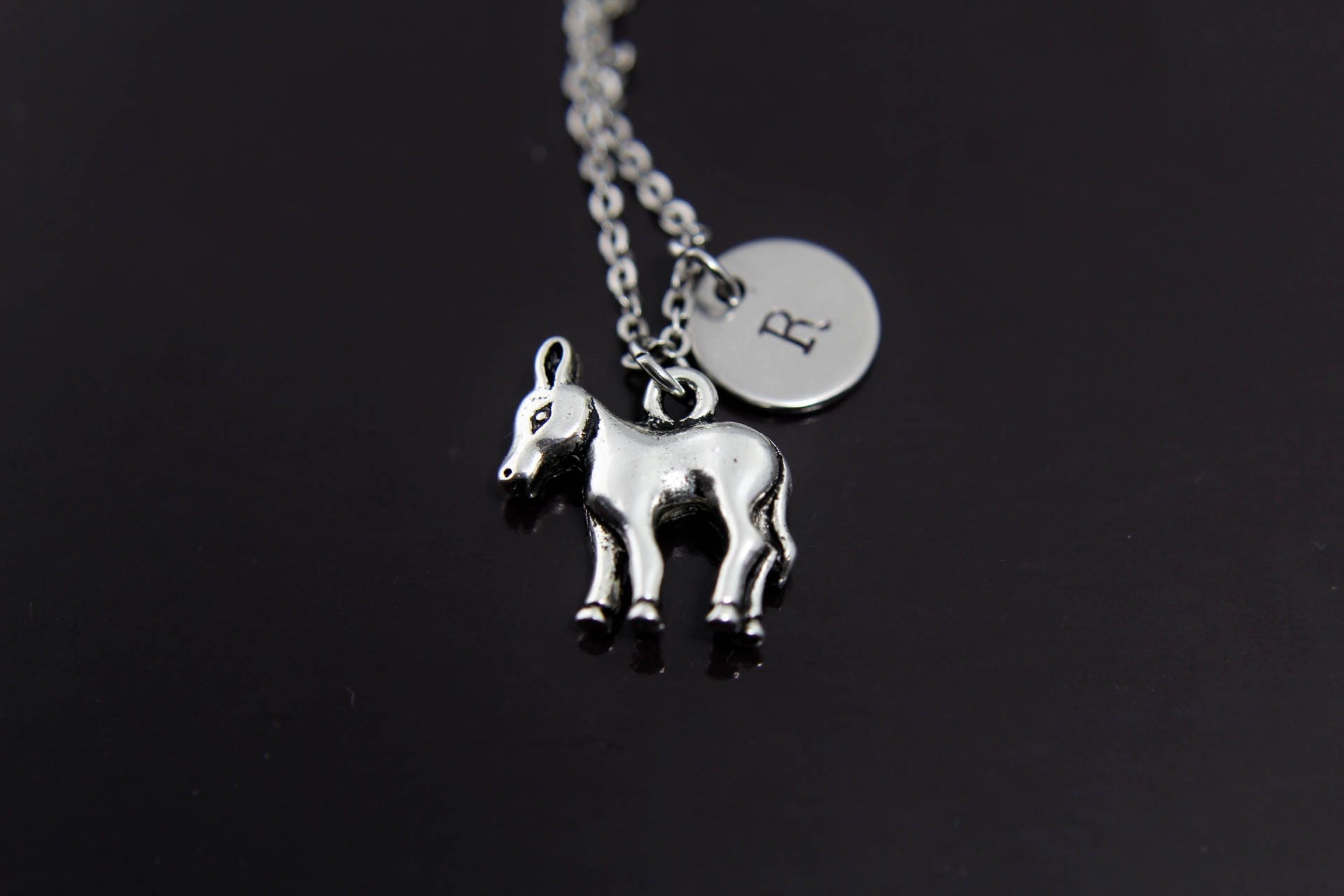Silver Donkey Charm Necklace Donkey Charm Farm Animal Charm | Etsy
