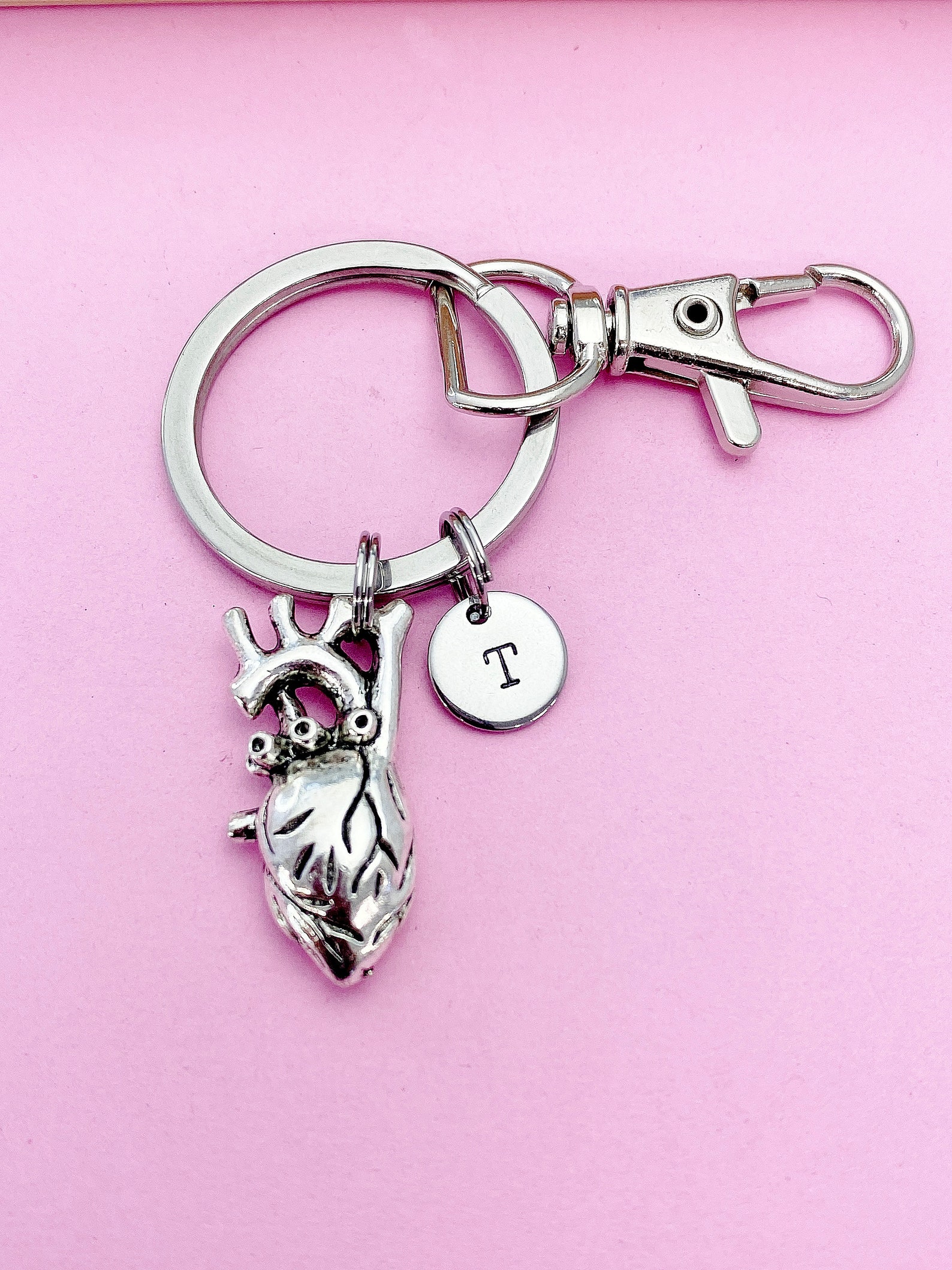 Silver Anatomy Heart Keychain, Lucky Charm, Doctor Nurse Gift ...