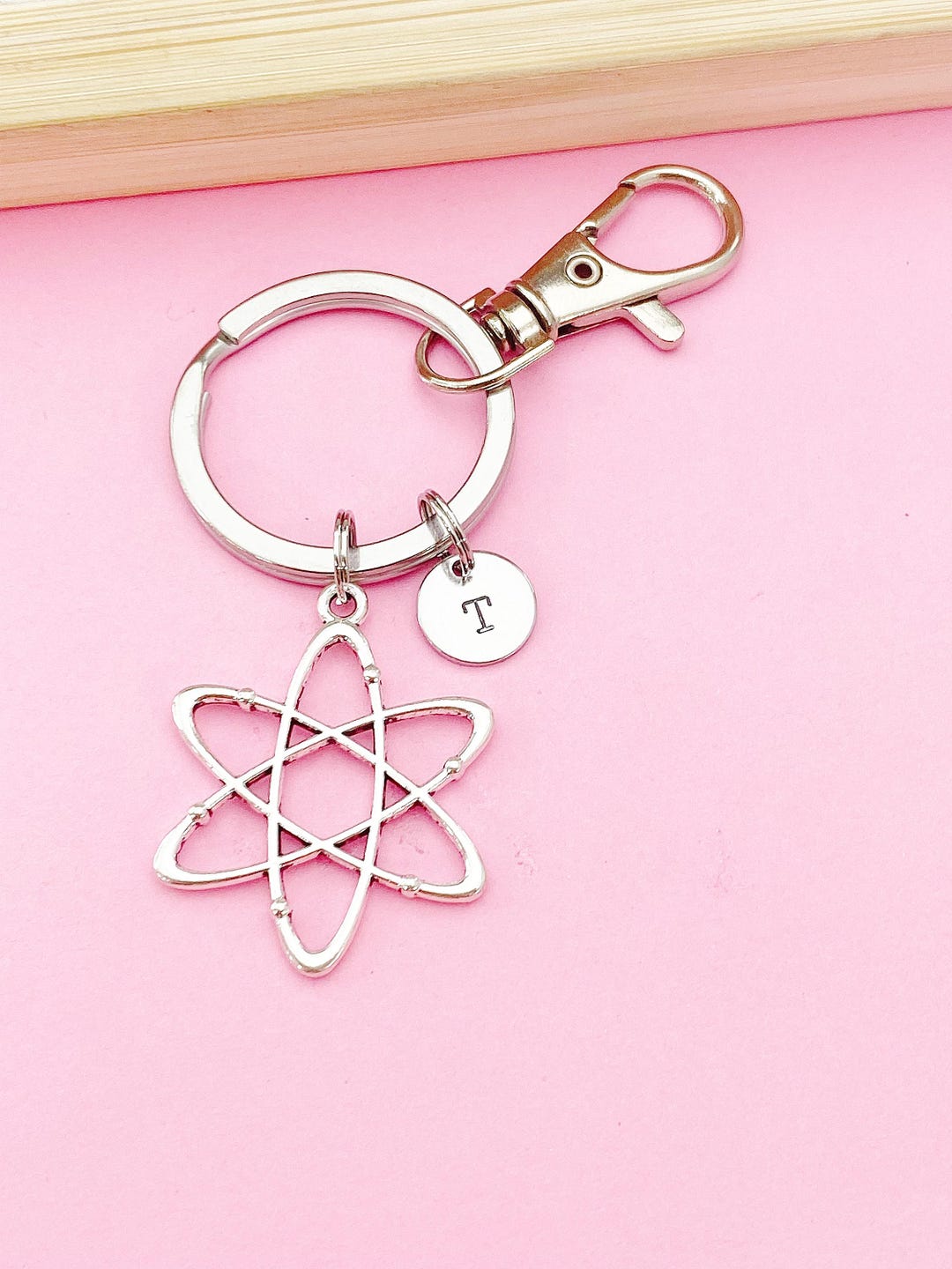 Silver Atom Charm Keychain, Science Teacher Gift, Scientists Biology ...