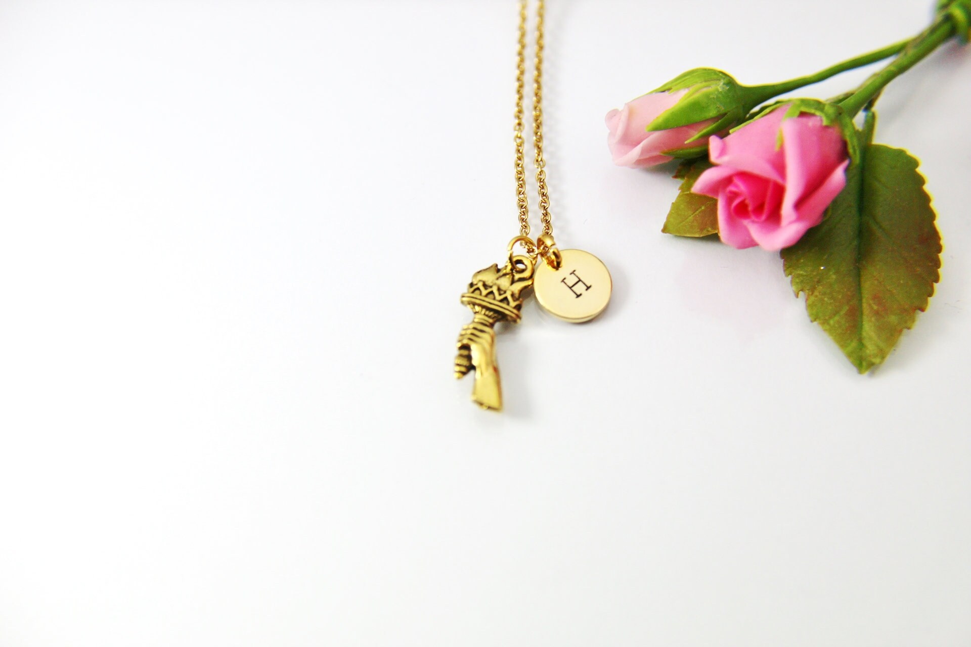 Torch Necklace Gold Hand With Torch Charm Necklace Torch - Etsy