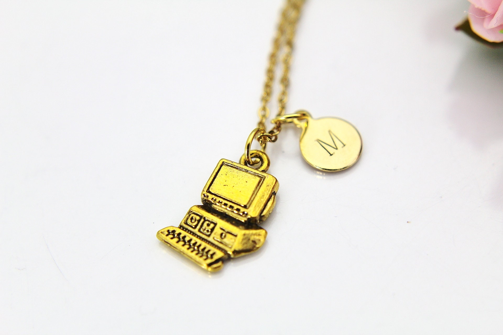 Computer Necklace Gold Computer Charm Programmer Necklace - Etsy.de