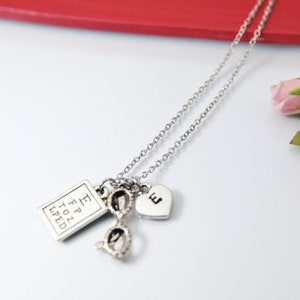 Optometrist Necklace, Eye Chart Charm Necklace, Glasses Charm, Gifts ...