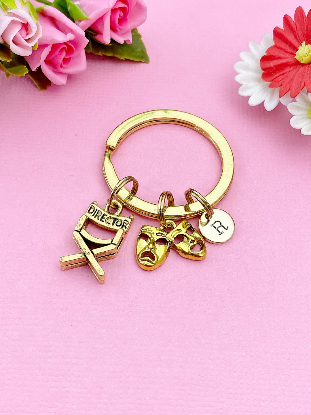 Gold Director Keychain, Drama Keychain, Theater Director Charm, Comedy ...