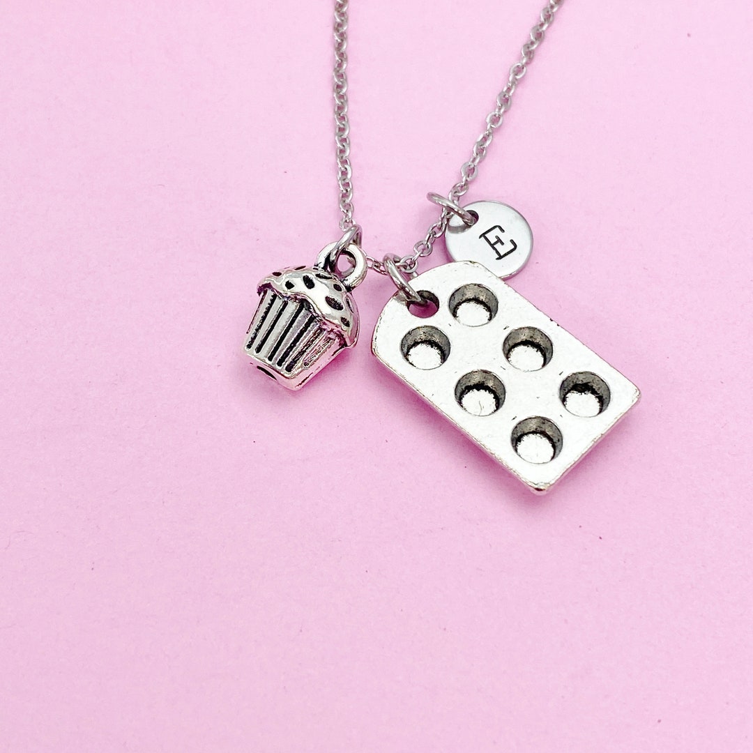 Muffin Pan Cupcake Necklace in Silver, Keychain and Bracelet in Option ...