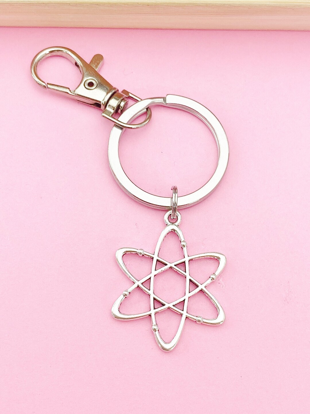 Silver Atom Charm Keychain, N2568A - Etsy