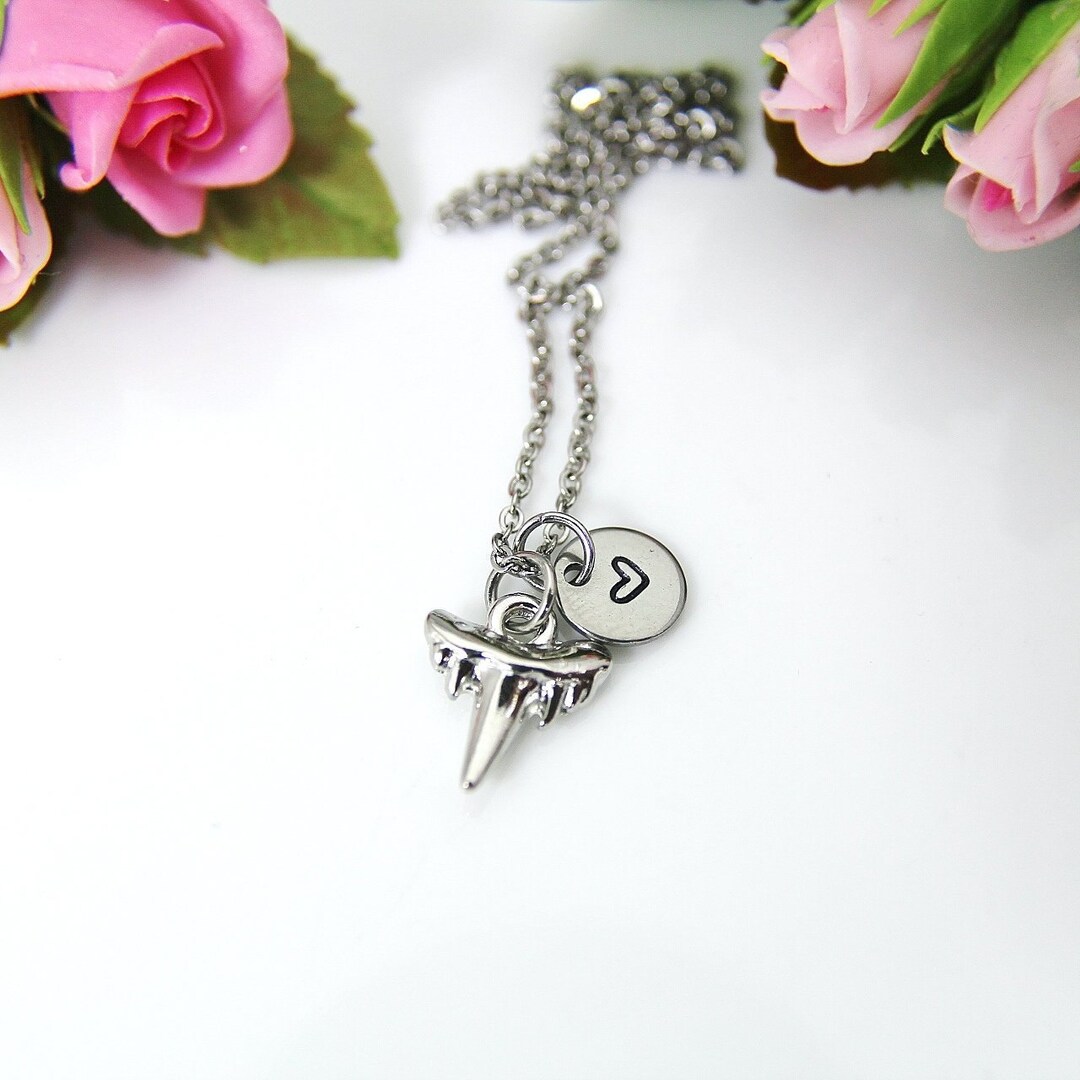 Silver Tooth Charm Necklace, Tooth Charm, Shark Tooth Charm Necklace ...
