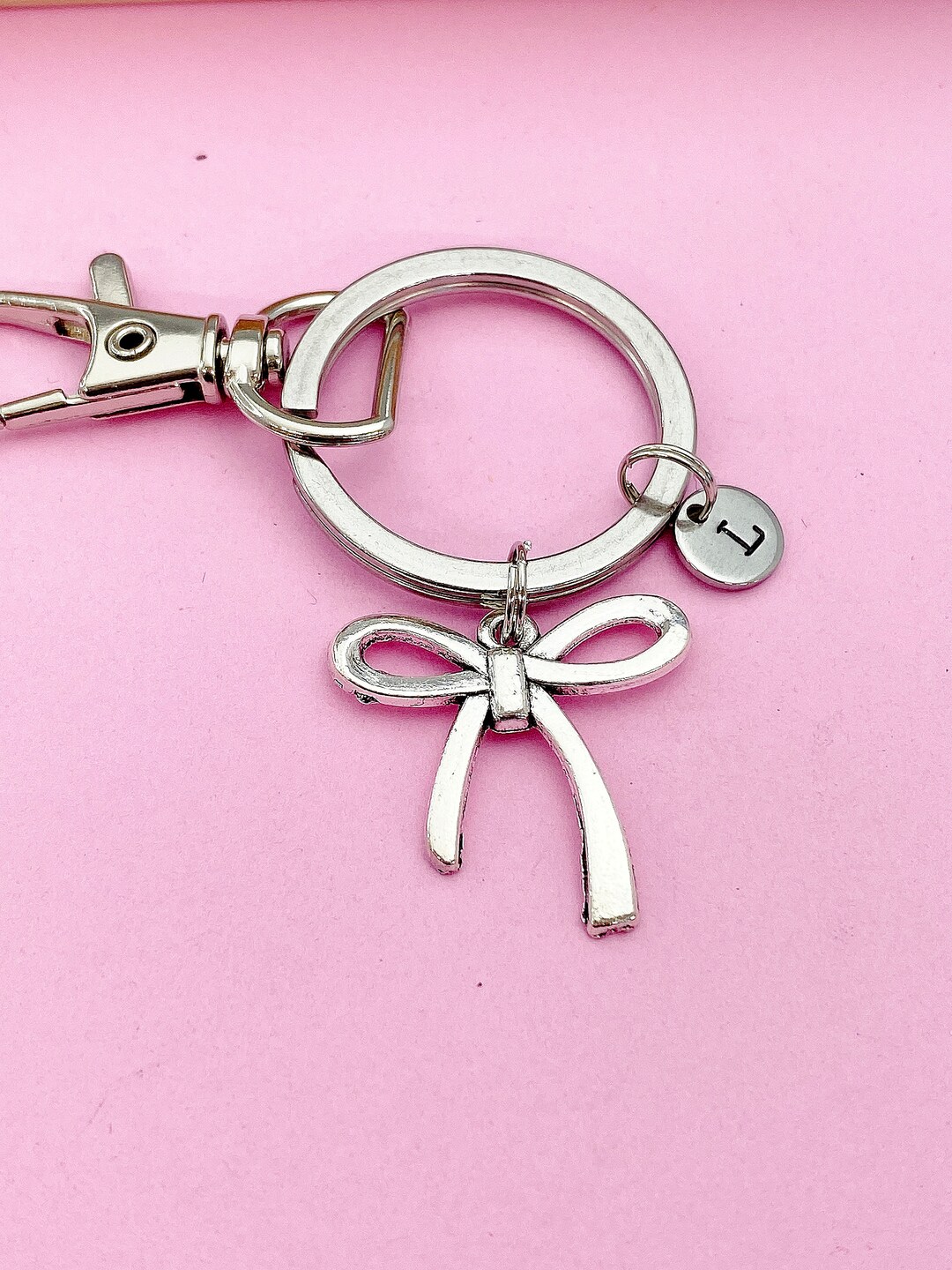 Bow Keychain, Silver Bow Charm Keychain Gift, Bow Charm, Bow Jewelry ...