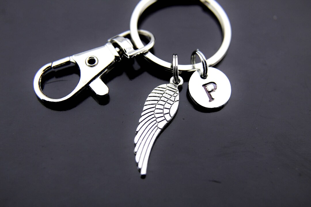 Guardian Angel Key Ring Silver Guardian Angel Wing Charm - Etsy
