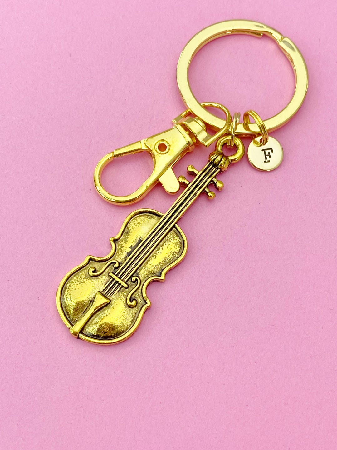 Gold or Silver Violin Keychain, Viola Charm, Cello Charm, Fiddle Charm ...