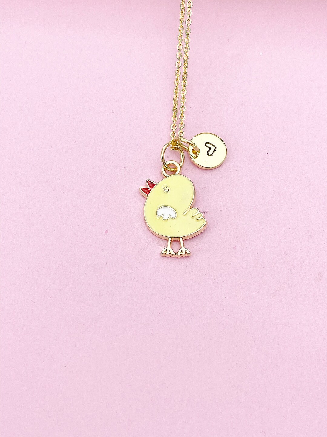 Gold Cute Yellow Chicken Charm Necklace, N5671 - Etsy