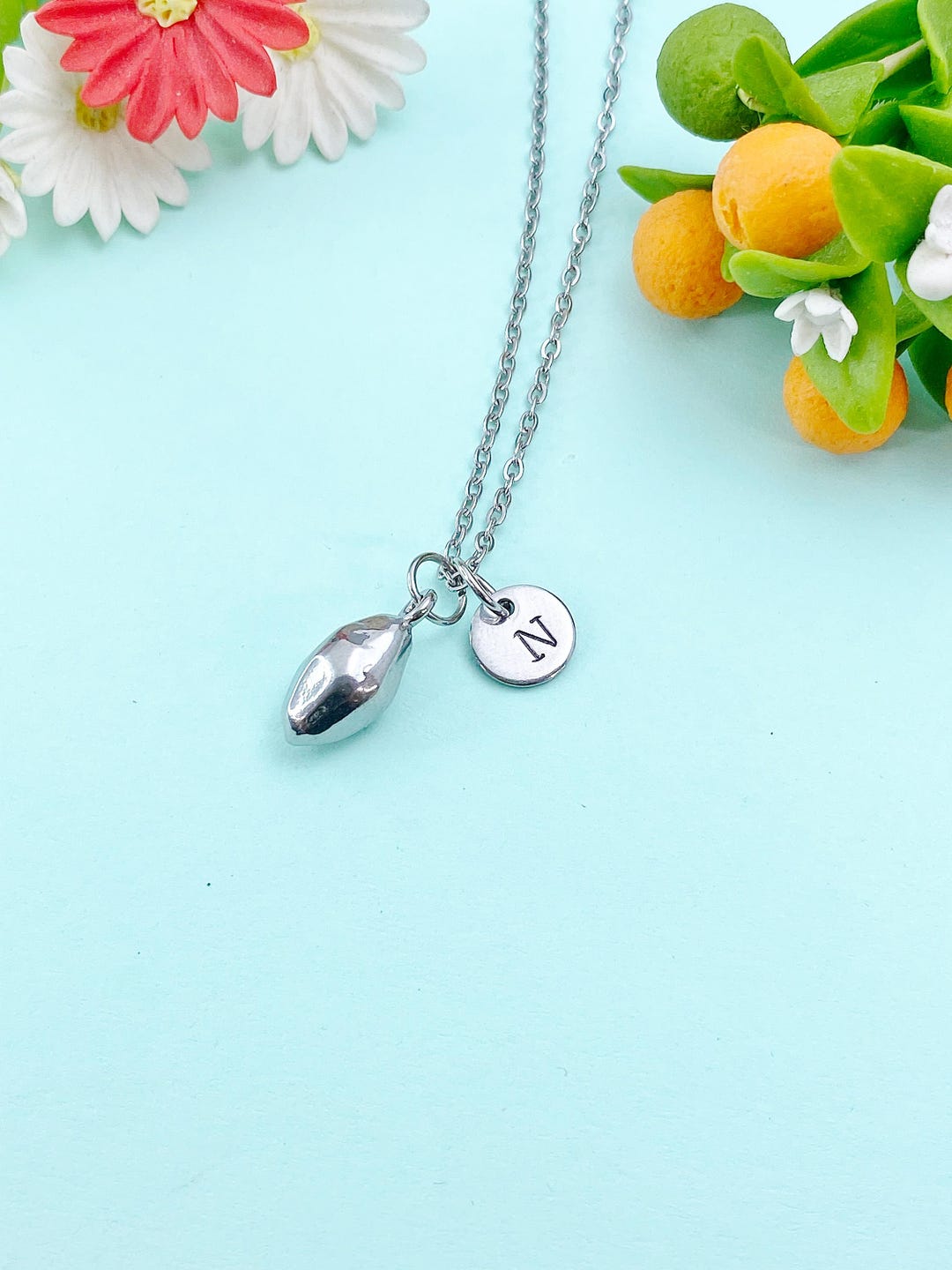 Silver TINY Sweet Potato Charm Necklace, N6582 - Etsy