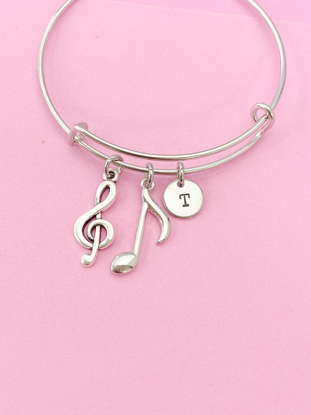 Silver Music Note Charm Bracelet, N2288 - Etsy