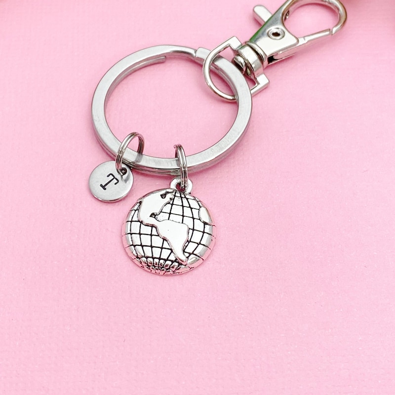 Planet Globe Keychain - Etsy