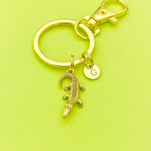 Gold or Silver Alligator Keychain, Finish Option, Personalized ...