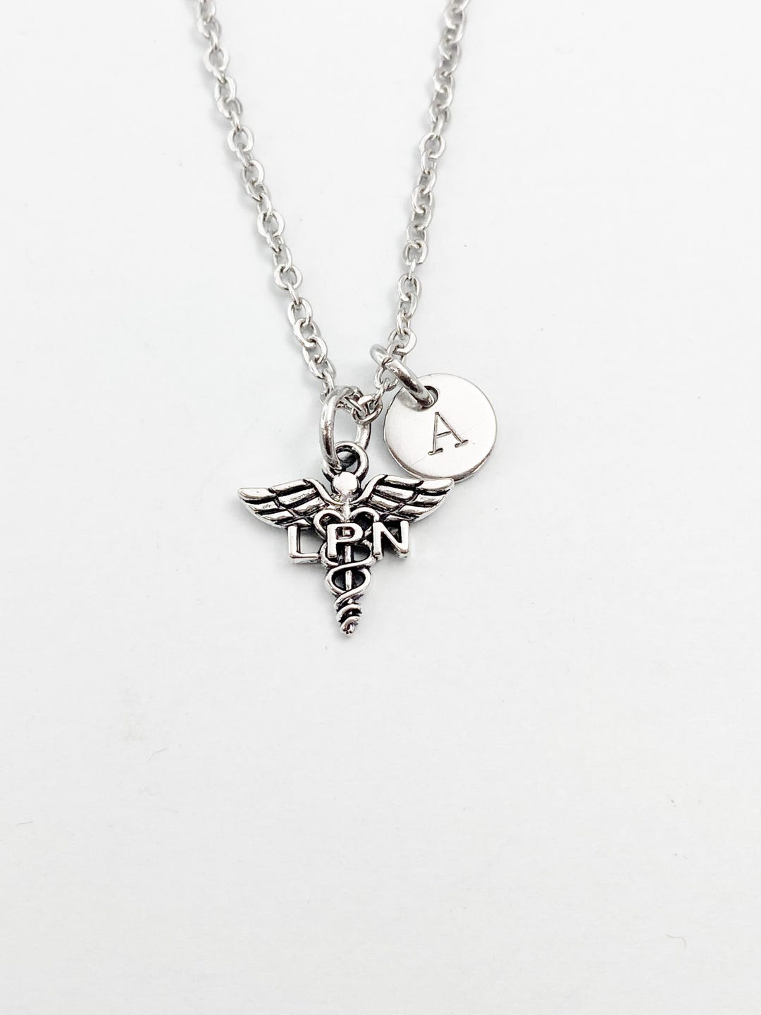 Silver LPN Caduceus Medical Symbol Charm Necklace, Licensed Practical ...