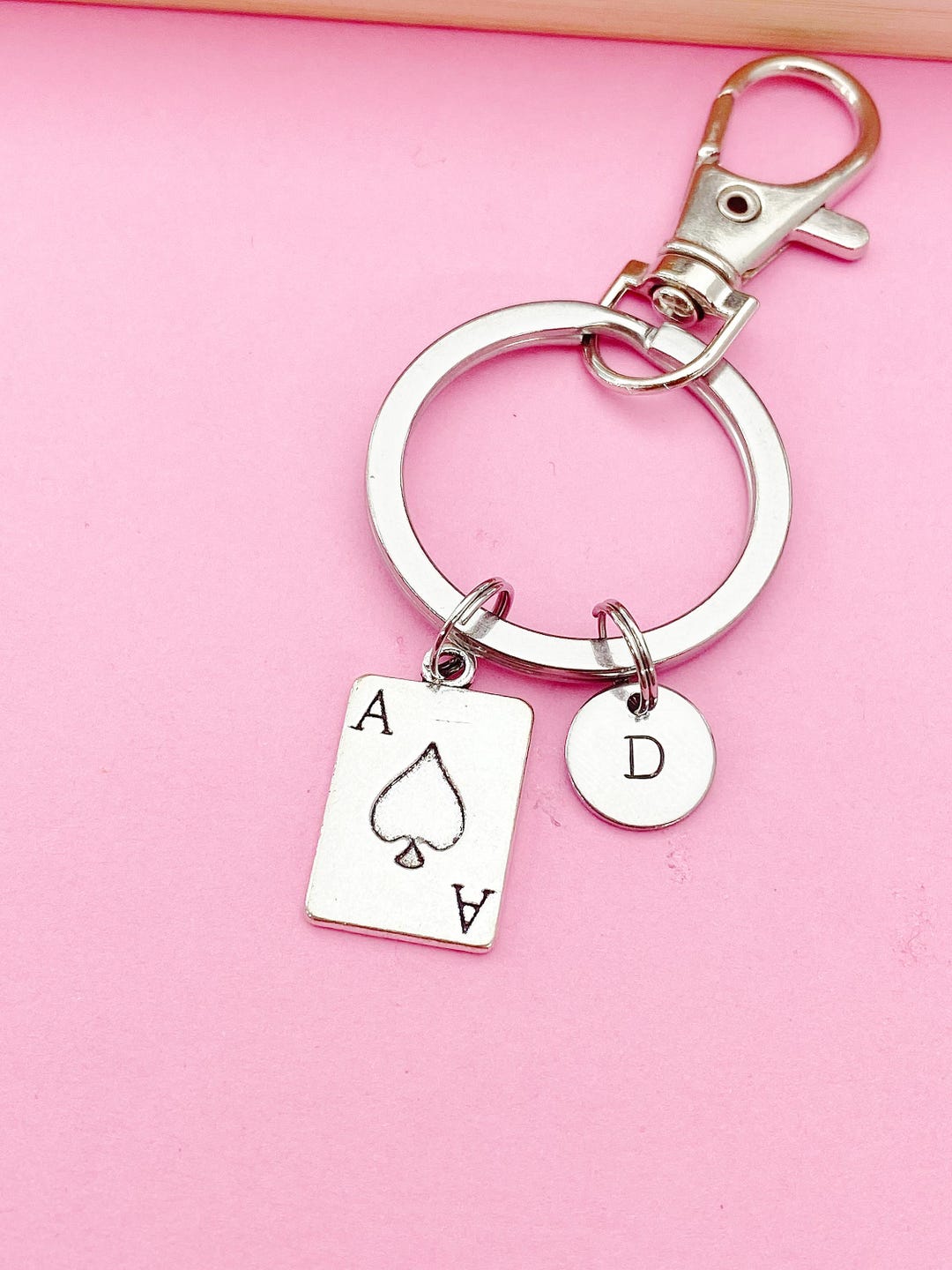 Ace of Spades Charm Keychain, Playing Card Charm, Poker Jewelry, Poker ...