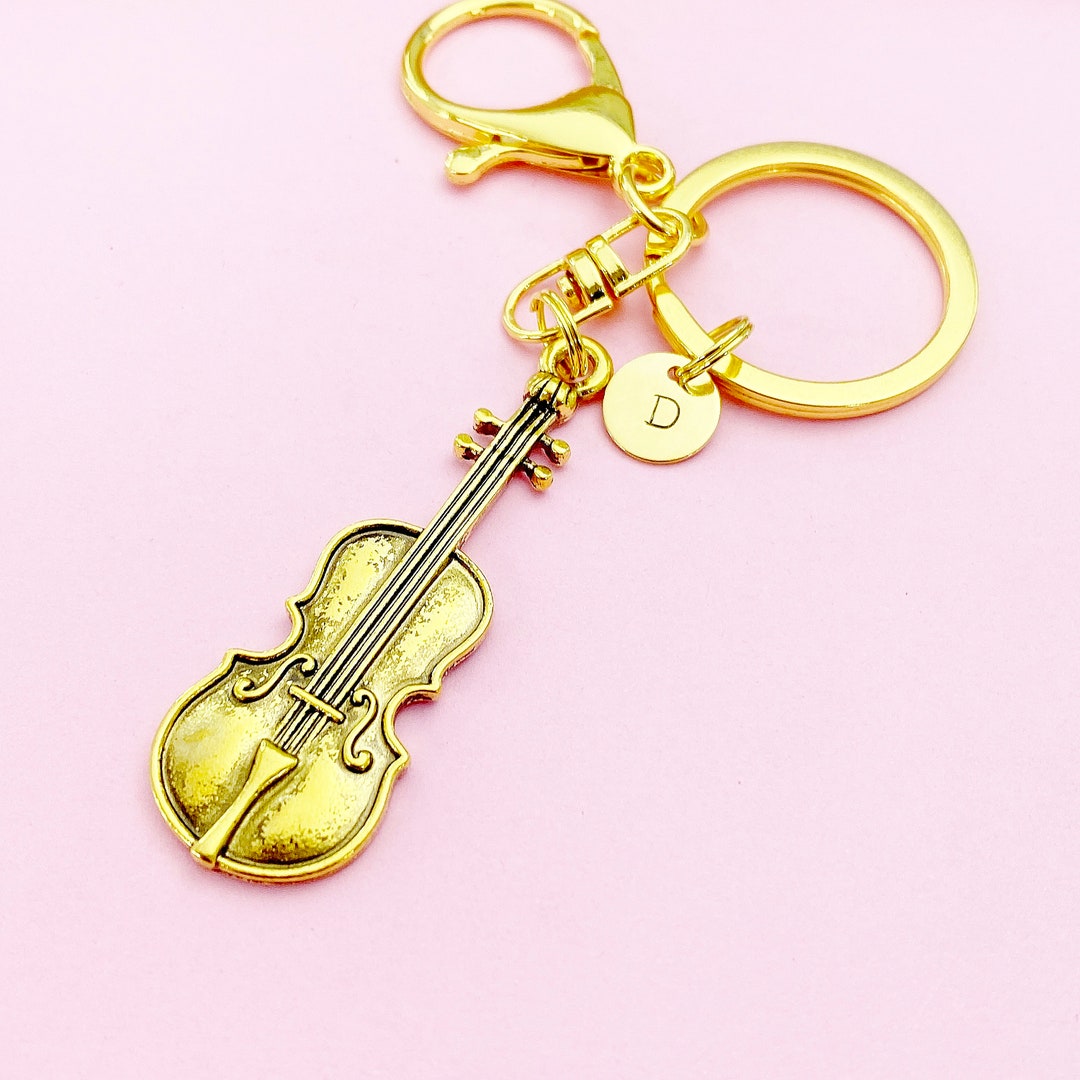 Gold Violin Keychain, Viola Charm, Cello Charm, Music Keychain ...