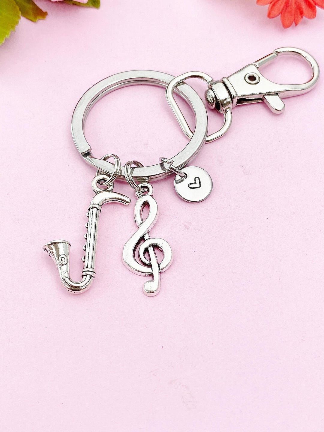 Bass Clarinet Treble Clef Charm Keychain, Silver Bass Clarinet Music ...