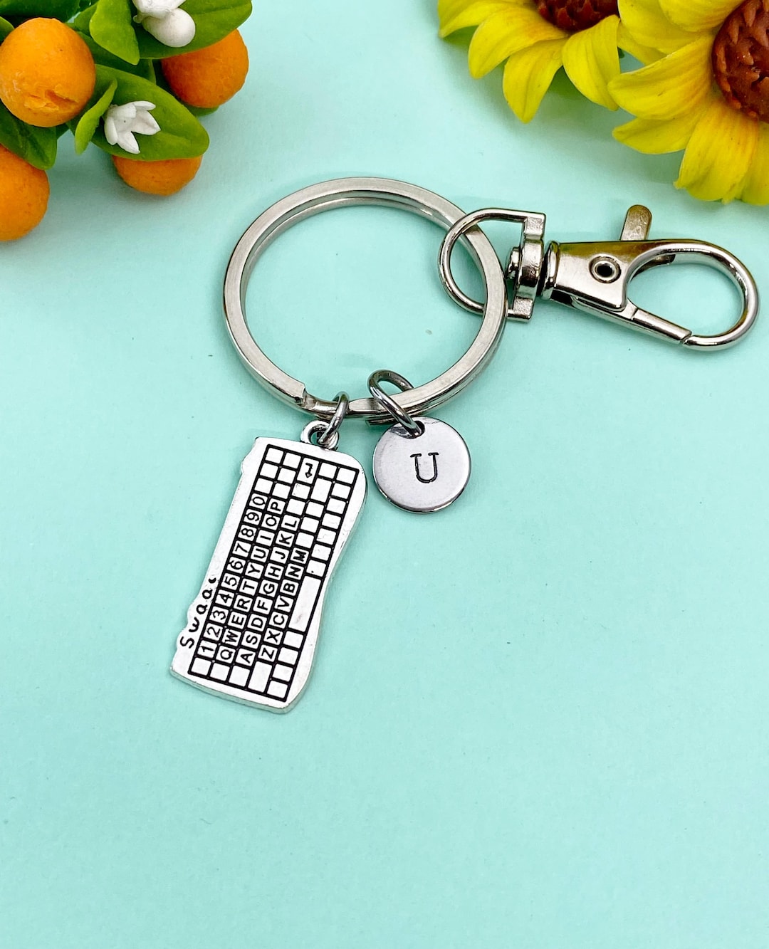 Silver Computer Keyboard Charm Keychain, N5804K - Etsy
